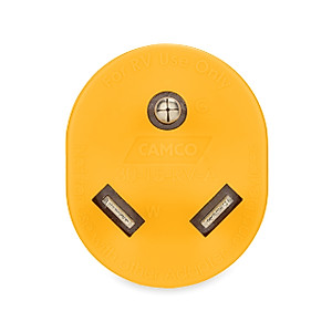 Conntek 14361, 30 Amp RV Extension Cord, Blue (25-Feet) & Camco RV 30AM/15AF Power Grip Electrical Adapter (55233)