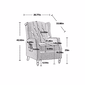 Modern Push Back Recliner Chair, Padded Sofa Chair with Adjustable Back and Foot Rest, Comfy Sofa Reclinable Accent Armchair for Adults, Teens, Home Theater, Living Room, Bedroom, Lounge (Blue)