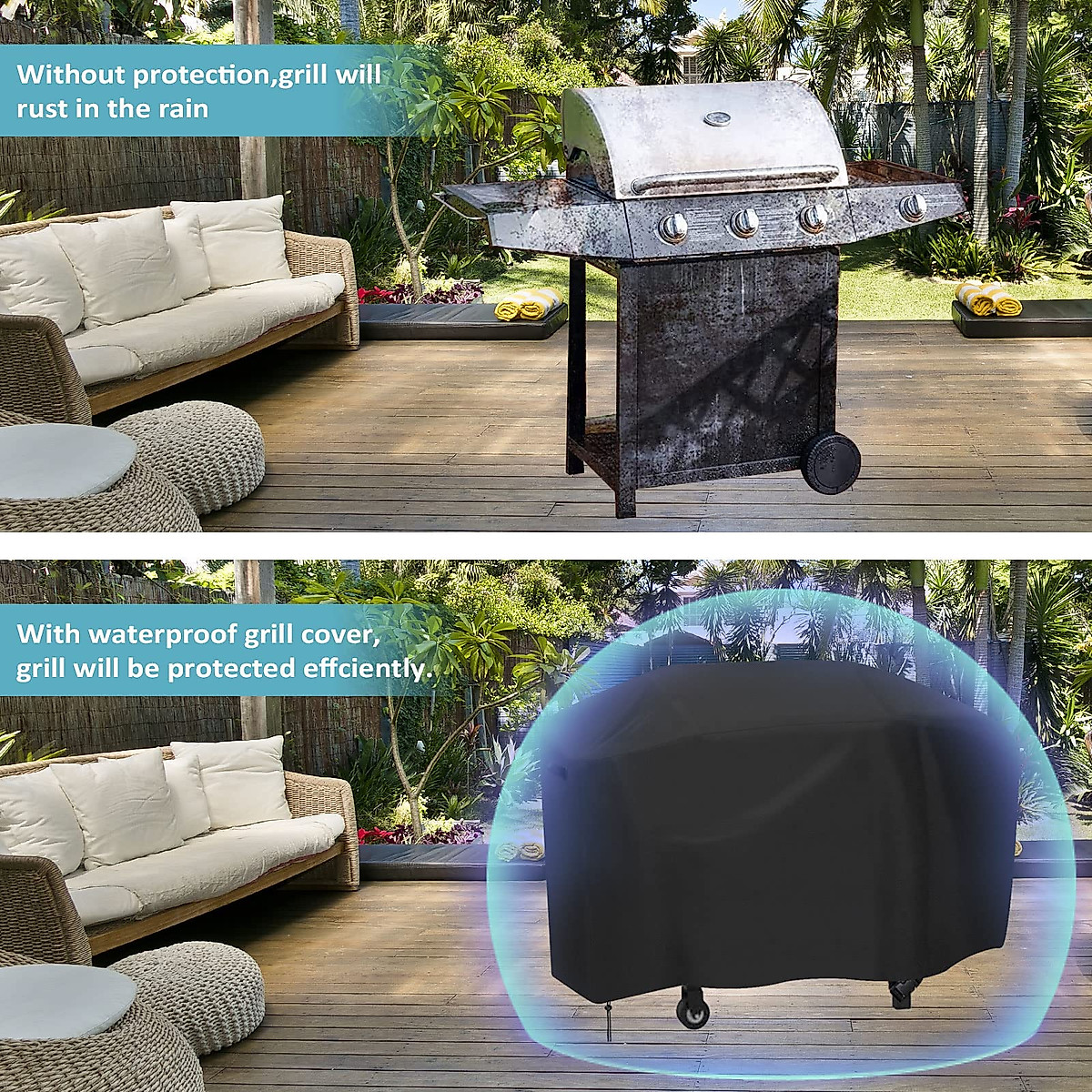 Fenghome Grill Cover for Blackstone Griddle 1883 28 inch, 5483 Outdoor Waterproof Flat Top Barbecue Covers, Fit Blackstone Model 1924 2147 2086 Griddle, 53 x 26 x 36 Inch