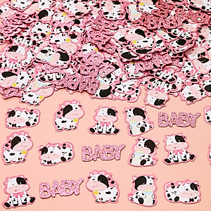 Cheereveal 200pcs Cow Confetti for Baby Shower, Cow Baby Shower Decorations Girl Pink, Cow Print Confetti for Tables Farm Animal Party Supplies