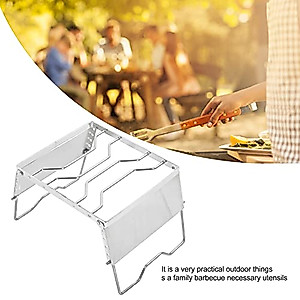 Mini Portable Outdoor Folding Campfire Grill, Foldable Stainless Steel Barbecue Grill Grate, with Wind Screen for Garden