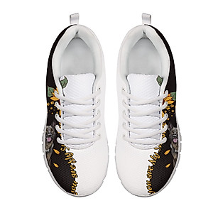 SCRAWLGOD German Shepherd Mesh Sneakers for Womens Ladies You are My Sunshine Print Comfortable Non-Slip Running Shoes Outdoor Sport Walking Shoes