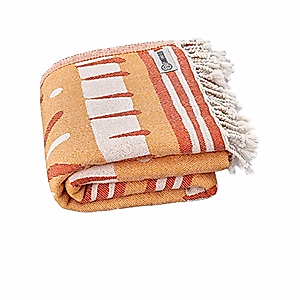 Sand Cloud Throw Blanket - 100% Organic Turkish Cotton & Heavy Weight Jacquard Weave - Soft, Comfy & Cozy Beach Blanket for Comfort & Style - 57" x 76" - Utah