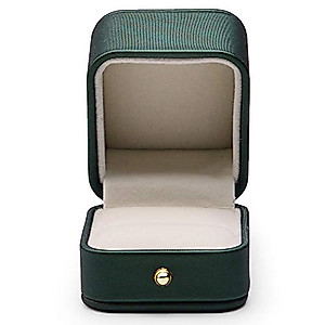Oirlv Gorgeous Blackish Green Ring Box Premium Leather Ring Bearer Box for Wedding,Proposal Jewelry Gift Case
