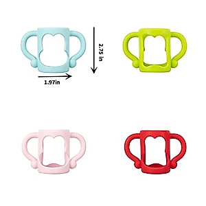 Bottle Handles for Dr Brown Narrow Baby Bottles, Baby Bottle Holder with Easy Grip Handles to Hold Their Own Bottle,Help Baby Transition from Bottle to Cup,BPA-Free Soft Silicone,Pack of 4