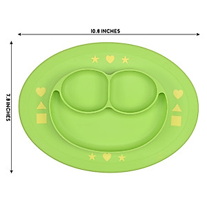 SERLY Baby Plates 2 Pack (Red/Green) - 100% Silicone Suction Plates for Babies - Baby Plates - Suction Plates for Toddlers - Toddler Plates - Baby Plates Microwave Dishwasher Safe - Learning Shapes