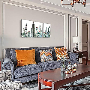 Canvas Wall Art for bedroom living room Canvas Prints Artwork bathroom Wall Decor Green plants Succulent cactus flower painting 12" x 16" 3 Pieces modern Framed Ready to hang Office Home Decorations