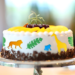 12 Pieces Tropical Leaf Cookie Cutter and Animals Cookie Cutter Hawaiian Palm Leaves Fondant Cutters Set Giraffe Elephant Lion Monkey DIY Craft Mold