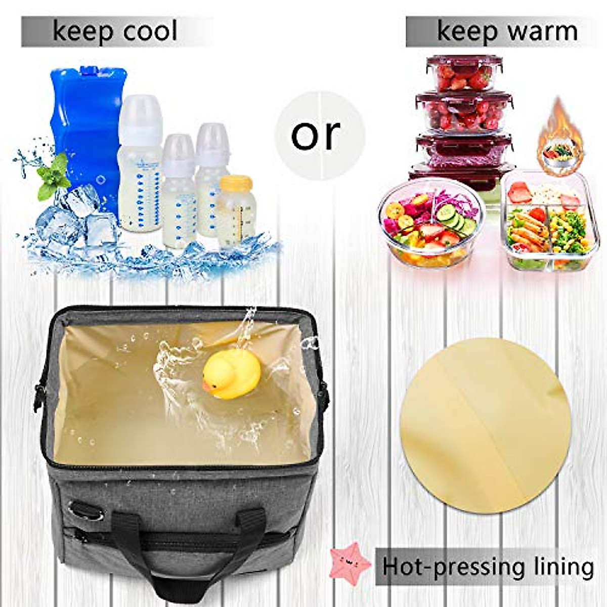 LUXJA Breastmilk Cooler Bag with an Ice Pack (Fits 6 Bottles, Up to 9 Ounces), Breastmilk Cooler for Breastmilk Bottles and Small Accessories, Gray