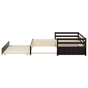 Bellemave Twin Daybed with Trundle, Espresso, Wood Extendable Day Bed Frame, Modern Furniture for Girls Boys Teens