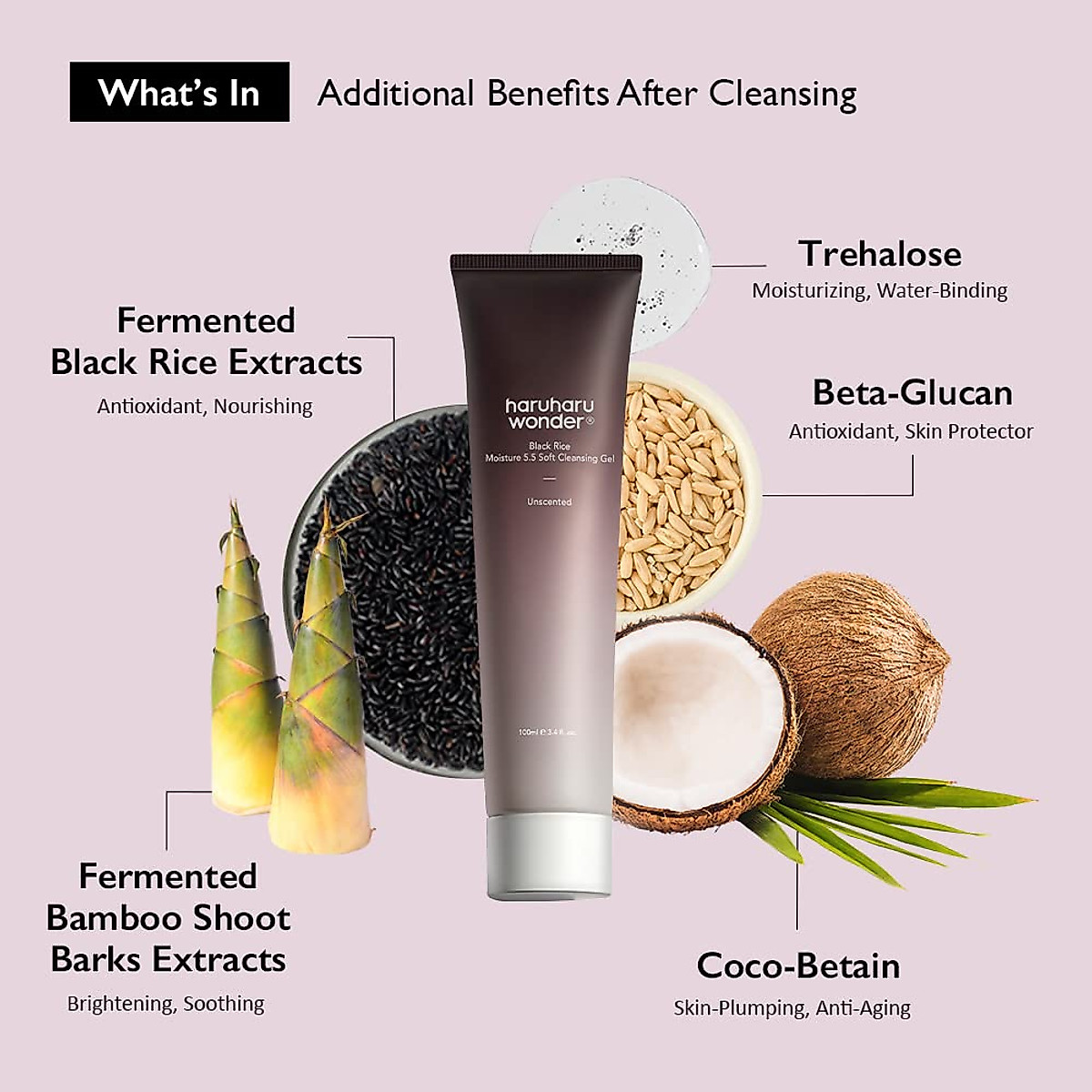 Haruharu Wonder Black Rice Moisture 5.5 Soft Cleansing Gel 100ml Fermented Black Rice Face Wash Foam Cleanser