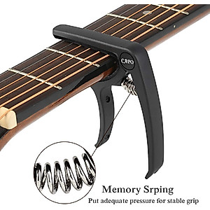 Capo for 6-String Acoustic and Electric Guitar, Lightweight Quick Release Capo for Guitars, Ukulele, Bass, Mandolin, Banjo