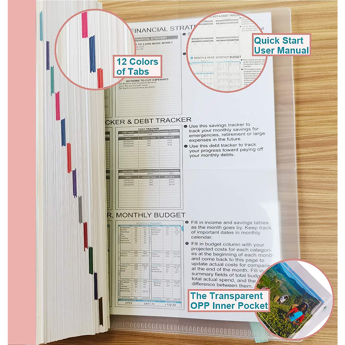 Budget Planner - Monthly Finance Organizer with Expense Tracker Notebook to Manage Your Money Effectively, Undated Finance Planner/Account Book, Start Anytime, 1 Year Use, A5, Rose