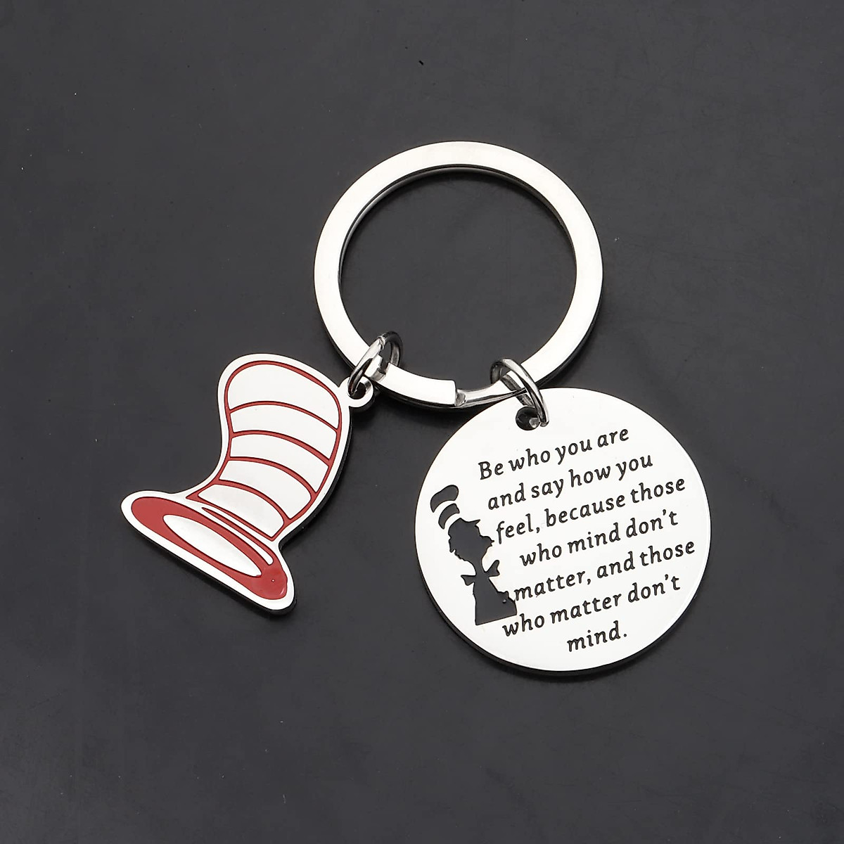 DR Inspirational Keychain Seuss Teacher Thank You Gift Motivational Quote Gift (Be who you are)