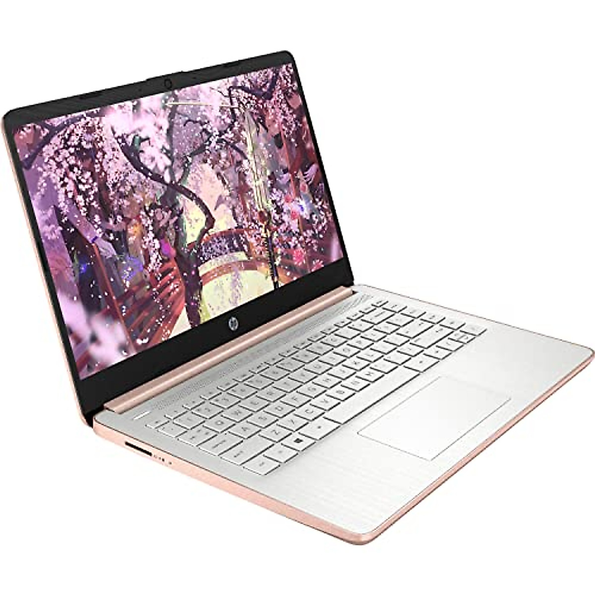 HP Premium 14-inch HD Thin and Light Laptop, Intel Dual-Core Processor, 8GB RAM, 64GB Storage, Long Battery Life, Webcam, Bluetooth, HDMI, Wi-Fi, Rose Gold, Windows 11 + 1 Year Microsoft 365