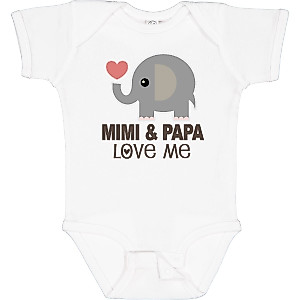 inktastic Mimi and Papa Love Me Elephant Baby Bodysuit Newborn 0020 White 33804