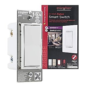 Enbrighten Zigbee Smart Light Switch with QuickFit and SimpleWire, Pairs Directly with Echo 4th Gen/Echo Show 10 (All)/Echo Studio/Echo Plus (All)/Eero Pro 6, White & Light Almond, 43078