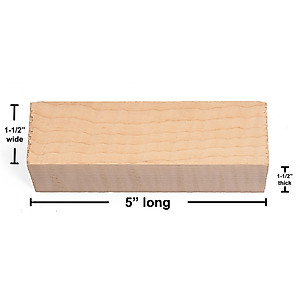 Canadian Curly Maple Wood Knife Handle BLOCK (Each Piece is Unique) 5" x 1-1/2" x 1-1/2"