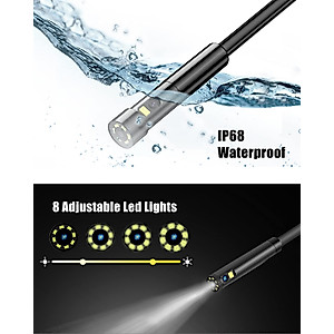 33FT Dual Lens Industrial Endoscope, AUTOGEN 1080P HD Borescope Inspection Camera with 4.5" IPS Screen, 0.31 Inch Digital Sewer Camera with 8 LED Lights, 10M Semi-Rigid Cable, 32G TF Card