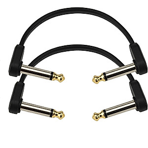D'Addario Accessories Instrument Cable, Flat-Right Angle, 4 in (PW-FPRR-204)