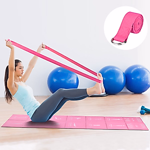 Foldable Yoga Mat for Women, Non Slip Exercise Mat for Home Gym, Travel Yoga Set With Stretch Strap for Yoga Pilates and Fitness, 68"L x 24"W x 5mm Thick (Pink)