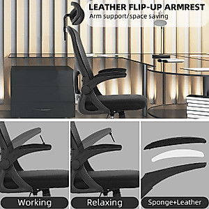 Ergonomic Mesh Office Chair Swivel Computer Desk Chair Home Office Seat Headrest, Black