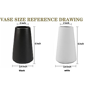 Simple Vase for Flowers Plants, Matte Vases for Modern Table Shelf Home Decor Wedding Boho Decor, 6" H Frosted Elegant Ceramic Vase for Pampas Grass Fluffy Stem Bouquet Lavender Flowers (White, 1)