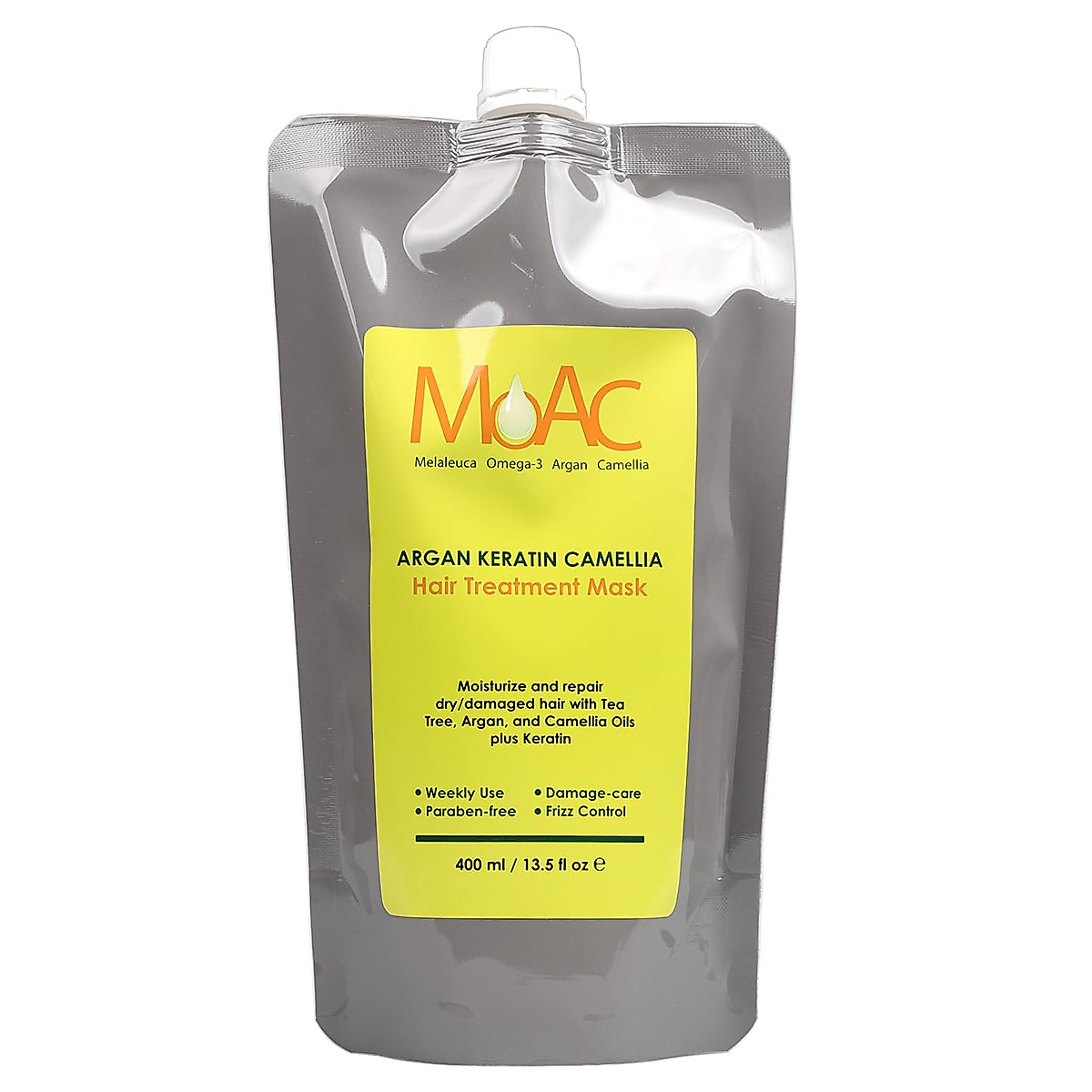 Moac Argan Keratin Camellia Hair Treatment Mask 13.5 fl.oz., Lightweight Moisturizing Hair Mask