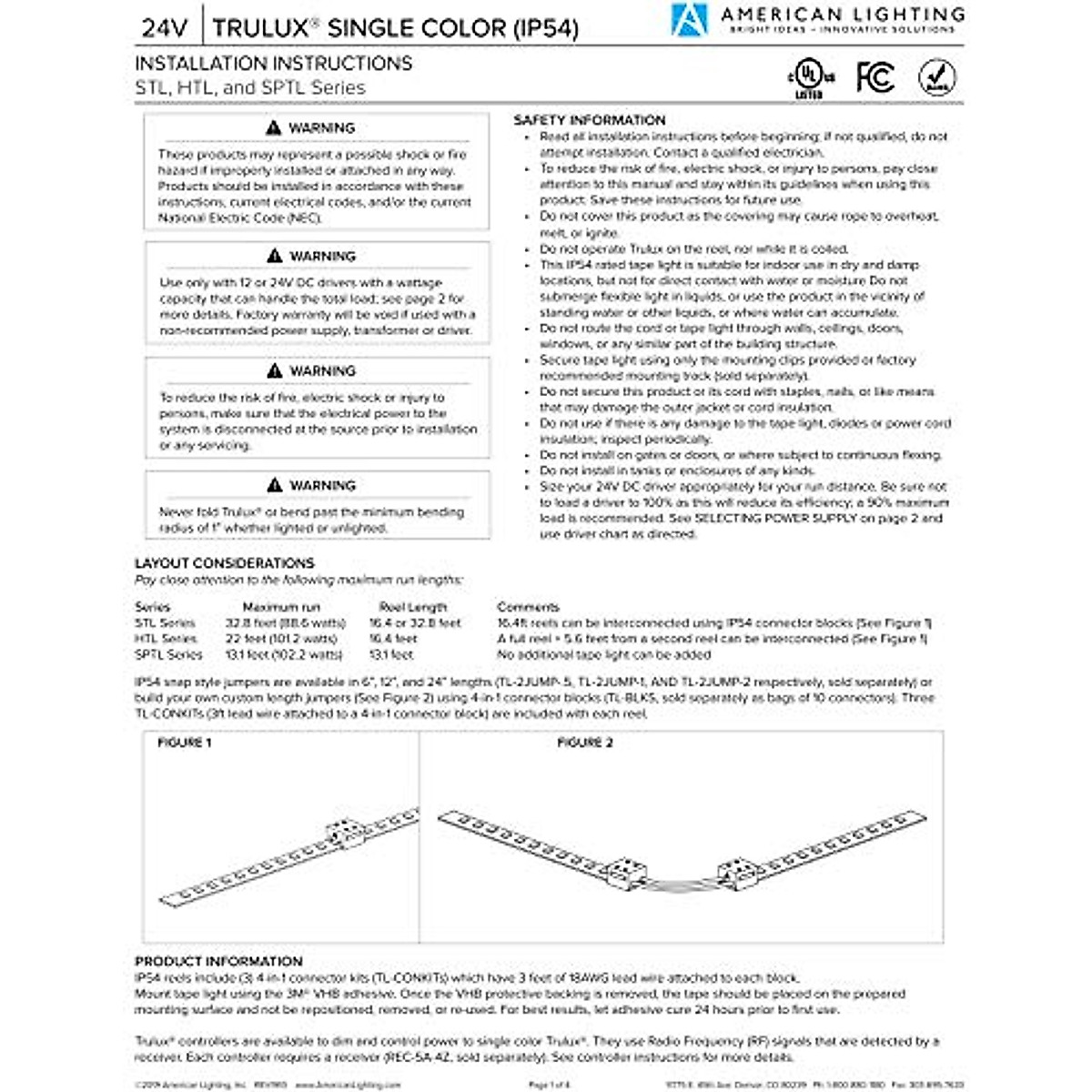 American Lighting HTL-WW-100 Collection Trulux IP54 High-Output LED Tape Light Reel, Reel-100ft, Warm White, Warm White 3000k, Reel - 16.4ft