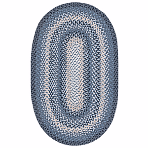 SAFAVIEH Braided Collection Area Rug - 5' x 8' Oval, Dark Grey & Blue, Flat Weave Reversible Cotton Design, Easy Care, Ideal for High Traffic Areas in Living Room, Bedroom (BRD651H)