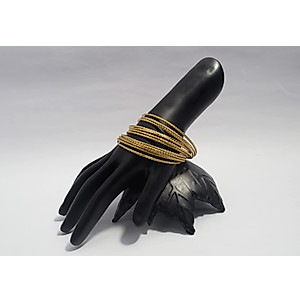 Pure Hands Nicole Speckle (Set of 12) - Slim Spacer Golden Bangle Bracelets for Women (2.6 Inches)