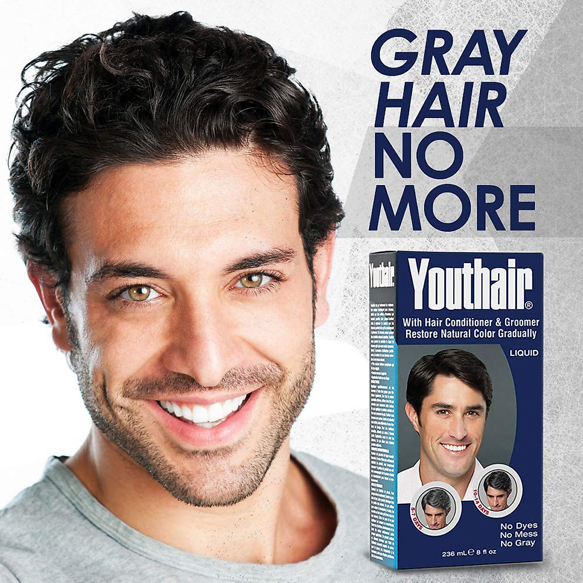 Clubman Pinaud Youthair Liquid with Hair Conditioner and Groomer, Natural Grey Blending and Hair Care, 8 Fl Oz