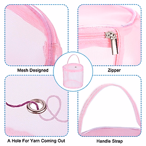PATIKIL Yarn Storage Bag, 2 Pack Portable Crochet Knitting Bag Case Skein Ball Holder Mesh Organizer Crocheting Tote for Sewing Craft Projects, Pink