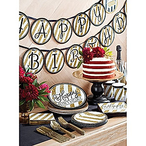 Creative Converting 24-Piece Premium Plastic Assorted Cutlery, Glitz Gold Glitter - 019805