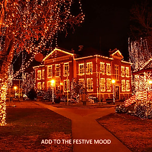 POTIVE Orange Halloween Lights, 2 Pack Each 75.5Ft 200 LED Orange String Lights Outdoor, 8 Modes Solar Orange Lights for Thanksgiving Yard Tree Fall Christmas Halloween Decoration