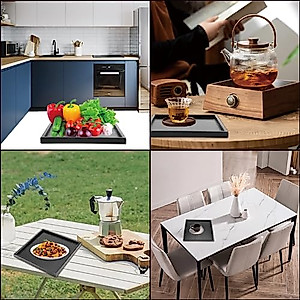 Wood Tea Tray, Solid Coffee Serving Trays Black Walnut Snack Platter Non Slip Food Storage Plate Rectangular Table Decor Accessories Wooden Decorative Antique for Home Restaurants Kitchen