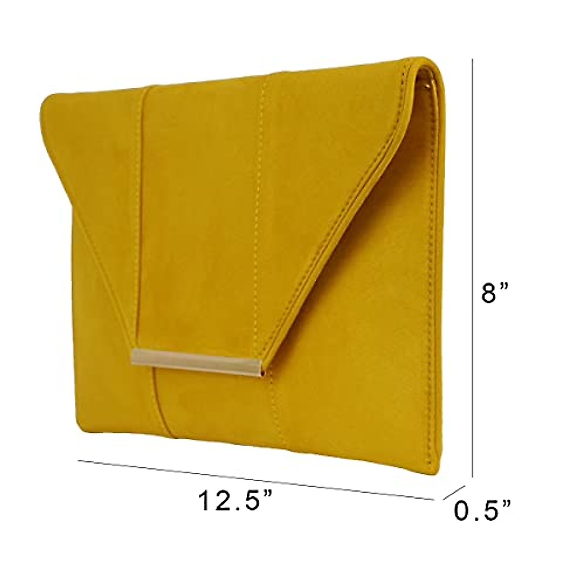 JNB Women's Faux Microsuede Envelope Clutch (Mustard)