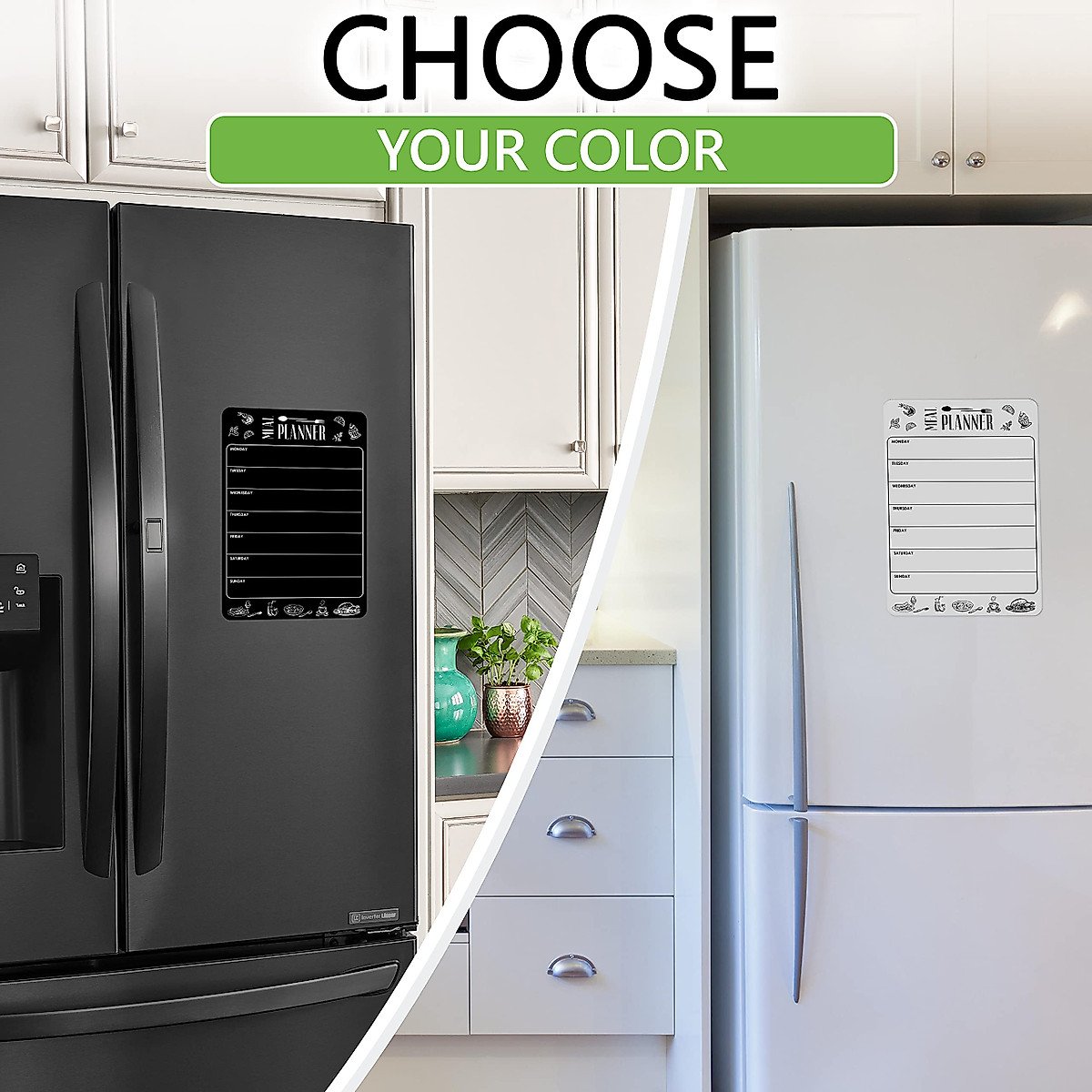 Weekly Dinner Menu Board for Kitchen A4-8.5x12 Black Magnetic Weekly Meal Planner for Fridge Dry Erase Weekly Menu Board Magnetic Menu for Refrigerator Food Menu Board Weekly Chalkboard Menu Board