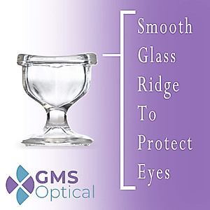 GMS Optical Glass Eye Wash Cup - Soothing Relief from Allergens, Irritants, Makeup, Dust, Dry Eyes and More - Use with Distilled Water or Saline (10 mL Volume)