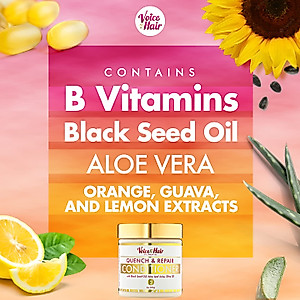 Voice of Hair Quench & Repair Conditioner: Moisture Restoration & pH Balance - Black Seed Oil, Aloe, Olive Oil - Ideal for Curly, Dry, Natural, Silk Press, Color Treated Hair - 8 Fl Oz