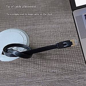 Ercielook Cat 6 Ethernet Cable 100 ft High Speed, Black Flat Internet Network Cable with Rj45 Connectors, Faster Than Cat5e Cat5