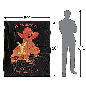 Yellowstone Blanket, 50"x60" Yellowstone Wear The Brand Silky Touch Sherpa Back Super Soft Throw Blanket
