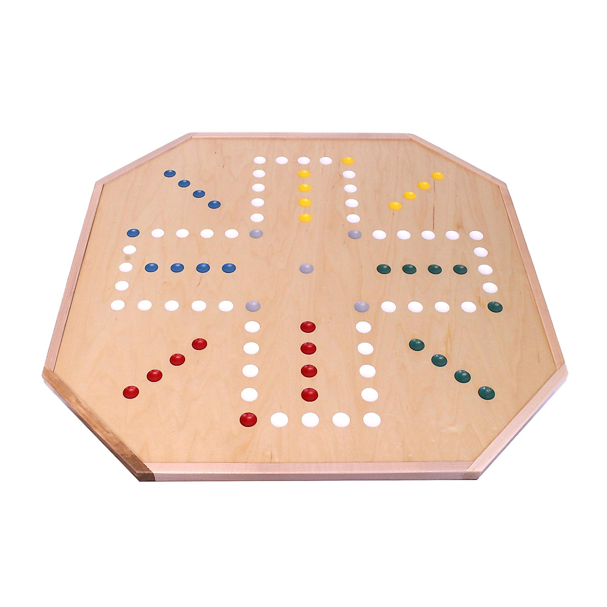 AmishToyBox.com Large Wahoo Marble Game Board Set - 25" Wide - Maple Wood - Double-Sided - with Large 1" Marbles and Dice Included