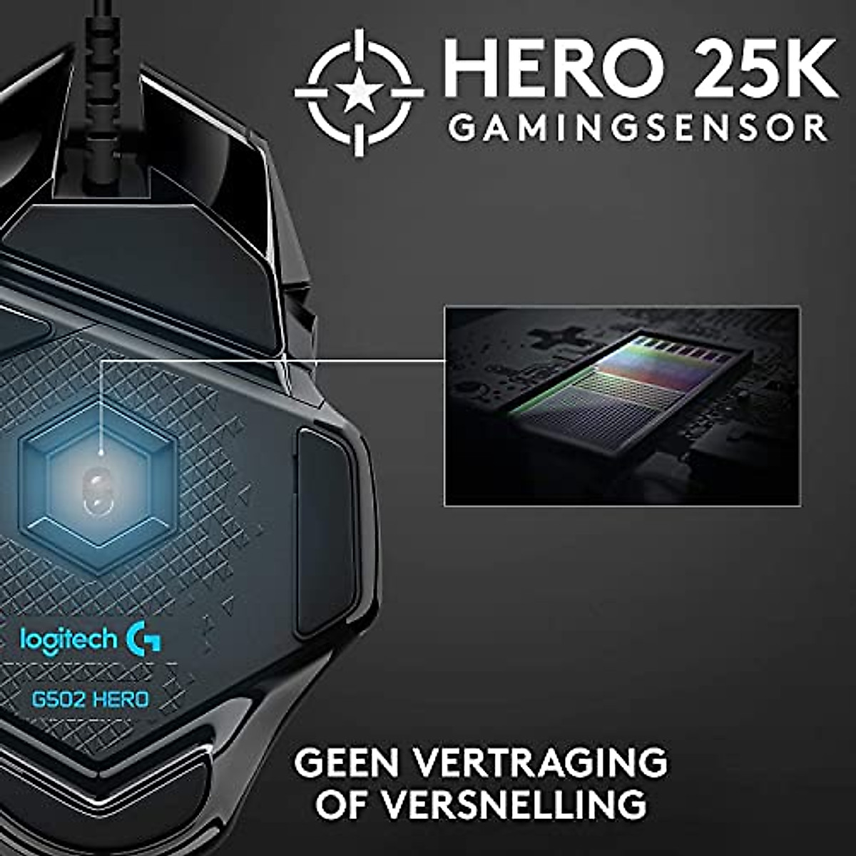 Logitech G502 Hero High Performance Wired Gaming Mouse, 25K Sensor, 25,600 DPI, RGB, Adjustable Weights, 11 Programmable Buttons, On-Board Memory, PC/Mac - Black