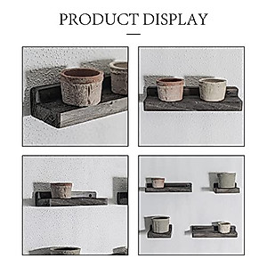 Freezing point Set of 2 Natural Wood 8Inch Small Wall Shelf Mini Floating Shelves for Wall Decor Plant Collectibles Mounted Kitchen Bathroom Bedroom Corner Decorative Storage Tiny Stand Black Grey