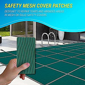 Pool Patch Repair Kit, Pool Safety Cover Patch Kit 3 Pс Green, Swimming Pool Patch Repair Kit 4 x 8 Self-Adhesive