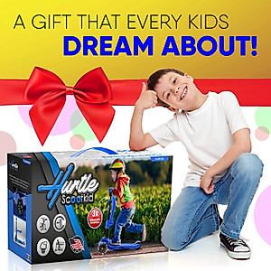 Hurtle 3-Wheeled Scooter for Kids - Wheel LED Lights, Adjustable Lean-to-Steer Handlebar, and Foldable Seat - Sit or Stand Ride with Brake for Boys and Girls Ages 1-14 Years Old - Blue