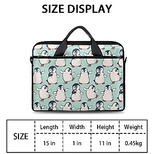 Cute Cartoon Penguins Laptop Computer Bag Waterproof Shoulder Messenger Bag 13-15 inch Durable Laptop Tote Bag with Shoulder Strap Handle Lightweight Crossbody Briefcase