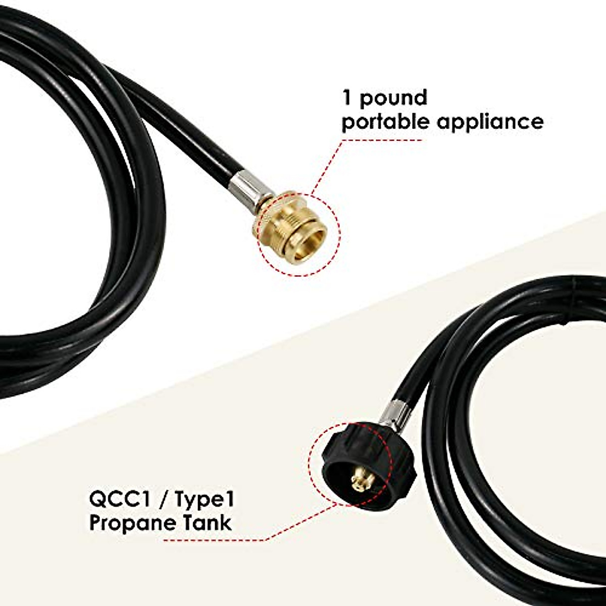 Uniflasy 7645 Cast Iron Cooking Grates Propane Tank Adapter Hose 5 Feet 1lb to 20lb Converter for Weber Q200, Q220, Q2000, Q2400 Series Gas Grills