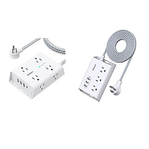 Surge Protector Power Strip, 8 Widely Outlets with 4 USB Ports(1 USB C Outlet) and 3 Outlets with 3 USB Ports, Flat Plug Extension Cord, Wall Mount for Dorm Home Office, ETL Listed
